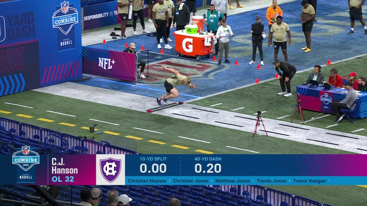 Offensive guard C.J. Hanson runs official 5.00-second 40-yard dash at ...