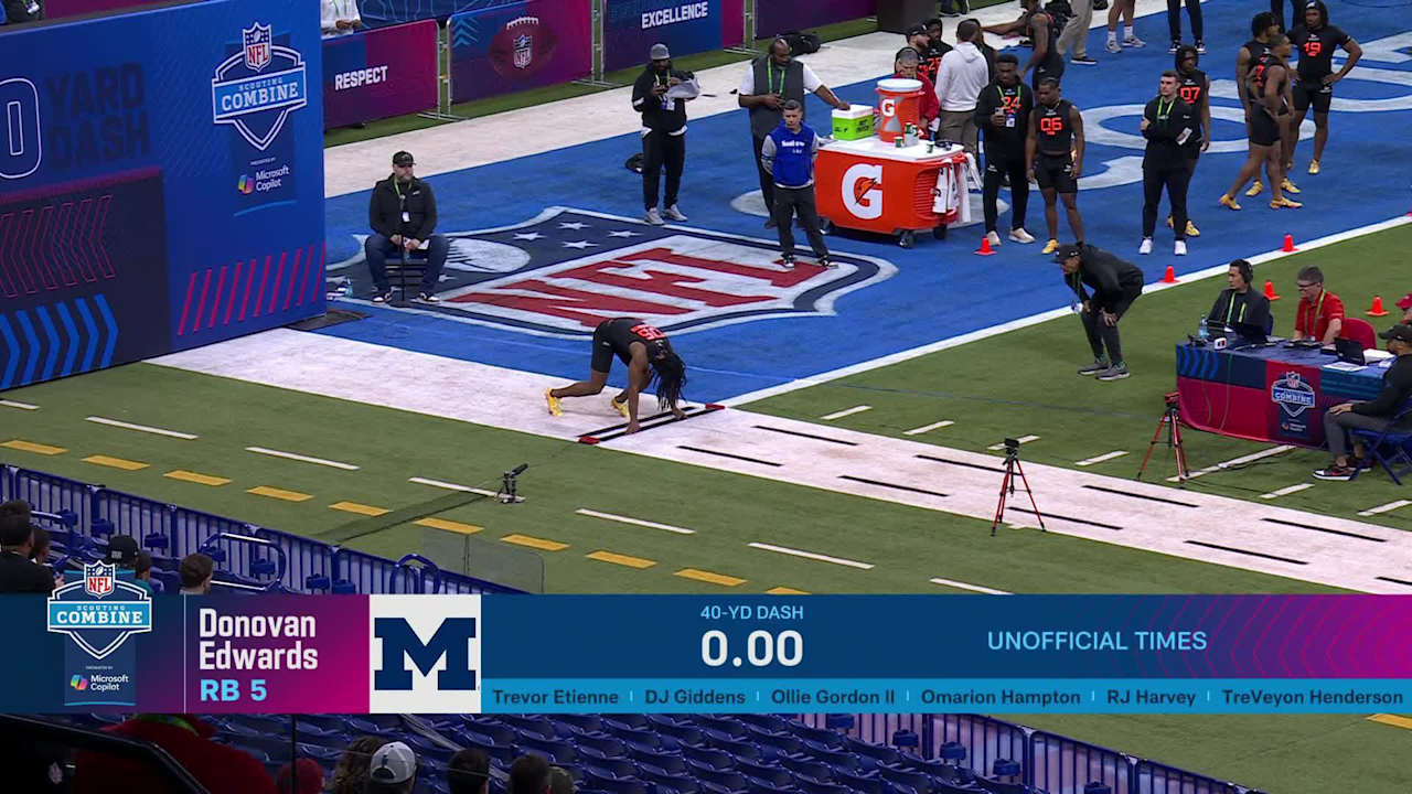 Running back Donovan Edwards' 2025 NFL Scouting Combine workout