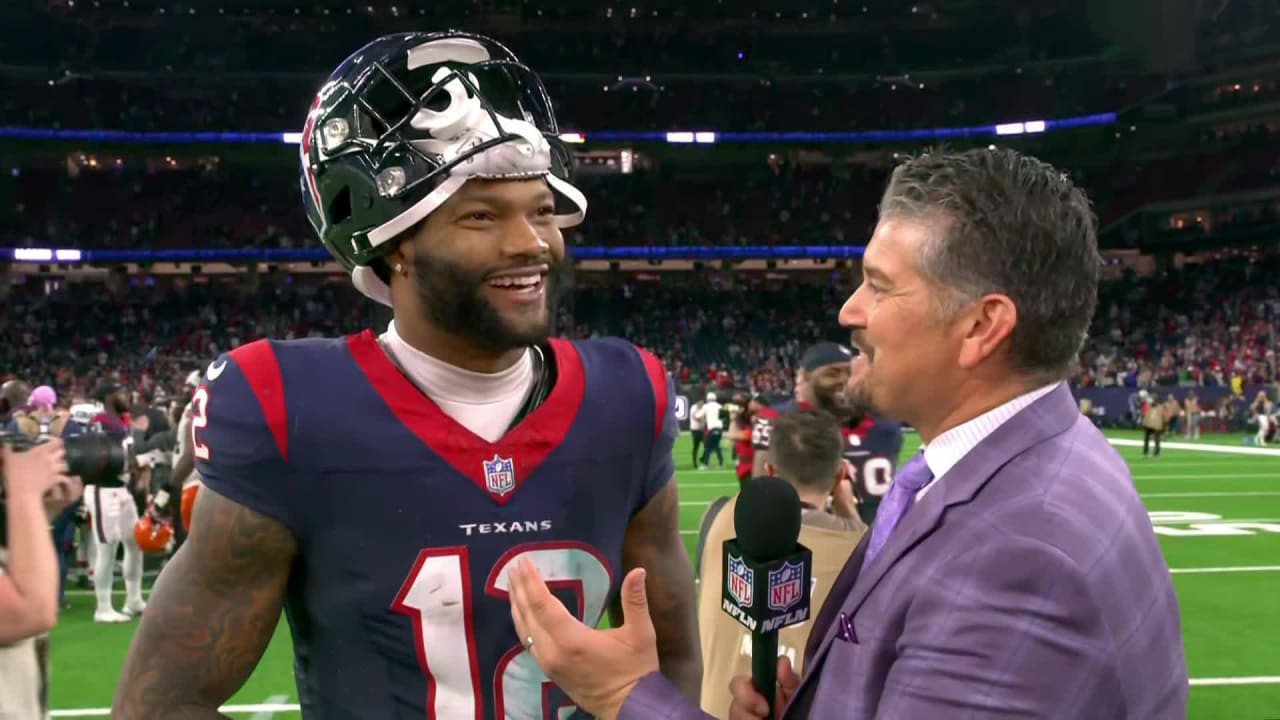 Houston Texans wide receiver Nico Collins reacts to wild-card win vs ...