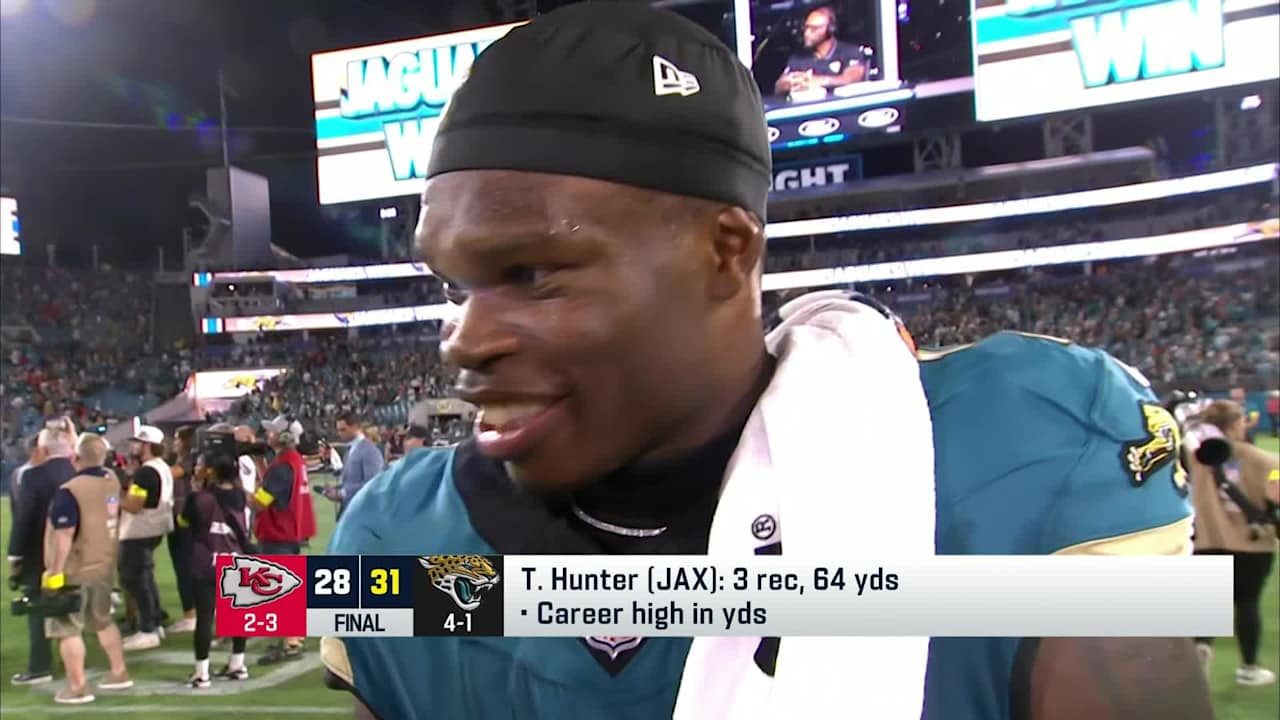 Jacksonville Jaguars rookie Travis Hunter all smiles after victory vs ...