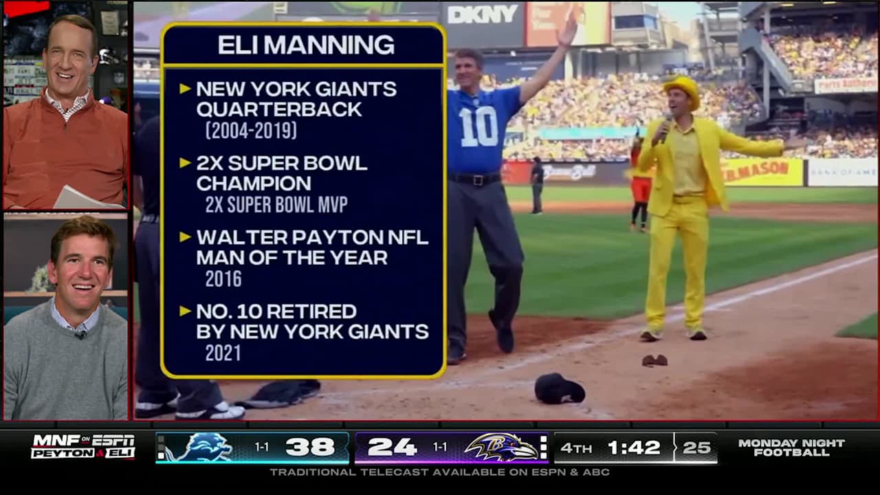 Eli Manning goes undercover on the 'ManningCast' on 'Monday Night Football'