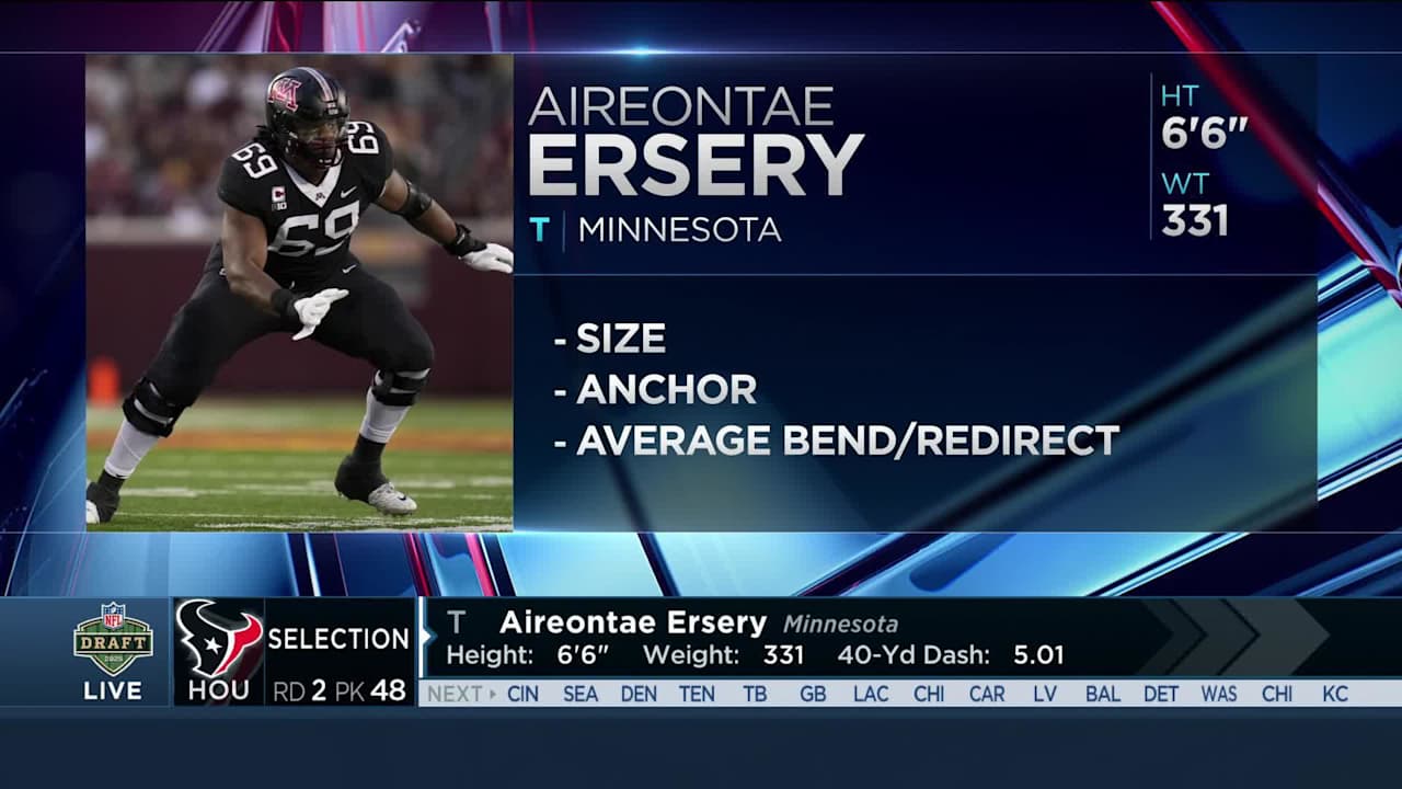 Houston Texans select offensive tackle Aireontae Ersery with No. 48 ...