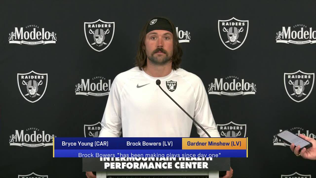 Las Vegas Raiders quarterback Gardner Minshew on tight end Brock Bowers ...