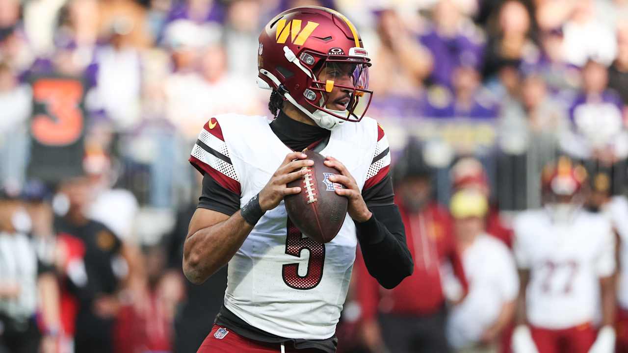 Commanders QB Jayden Daniels exits loss to Vikings early; Zach Ertz ...