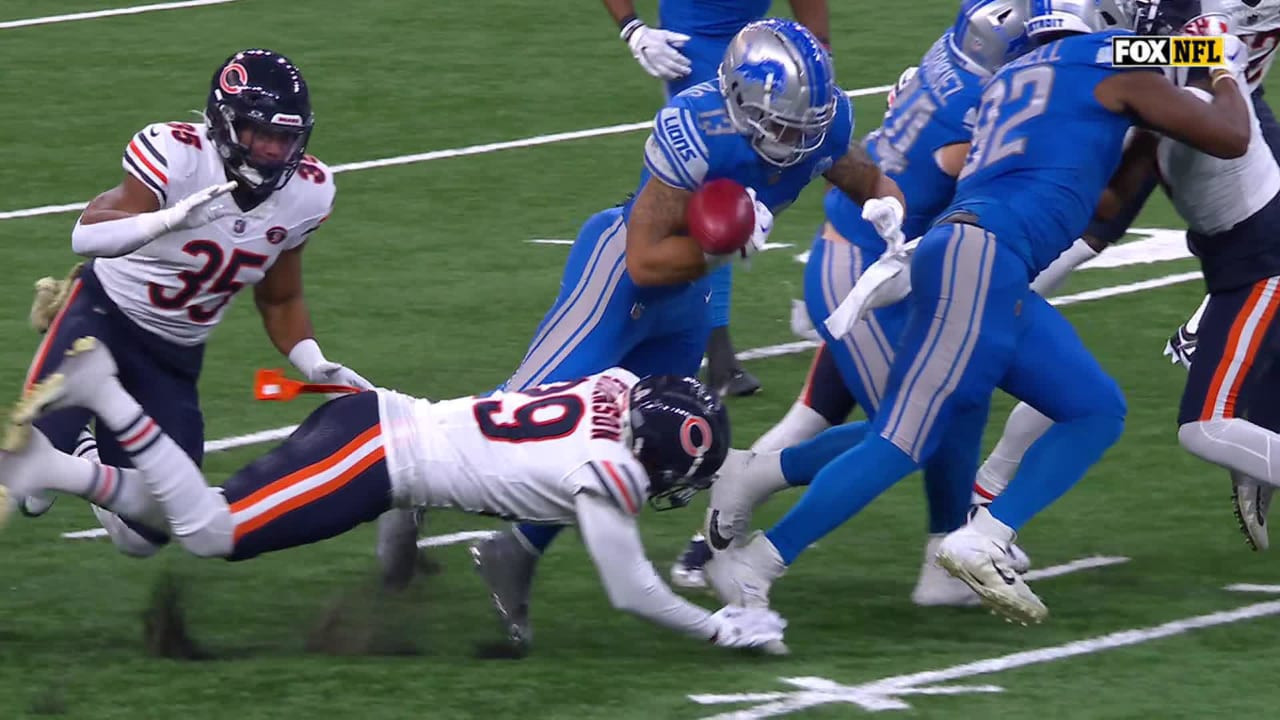Chicago Bears defensive back Tyrique Stevenson forces crucial fumble on ...