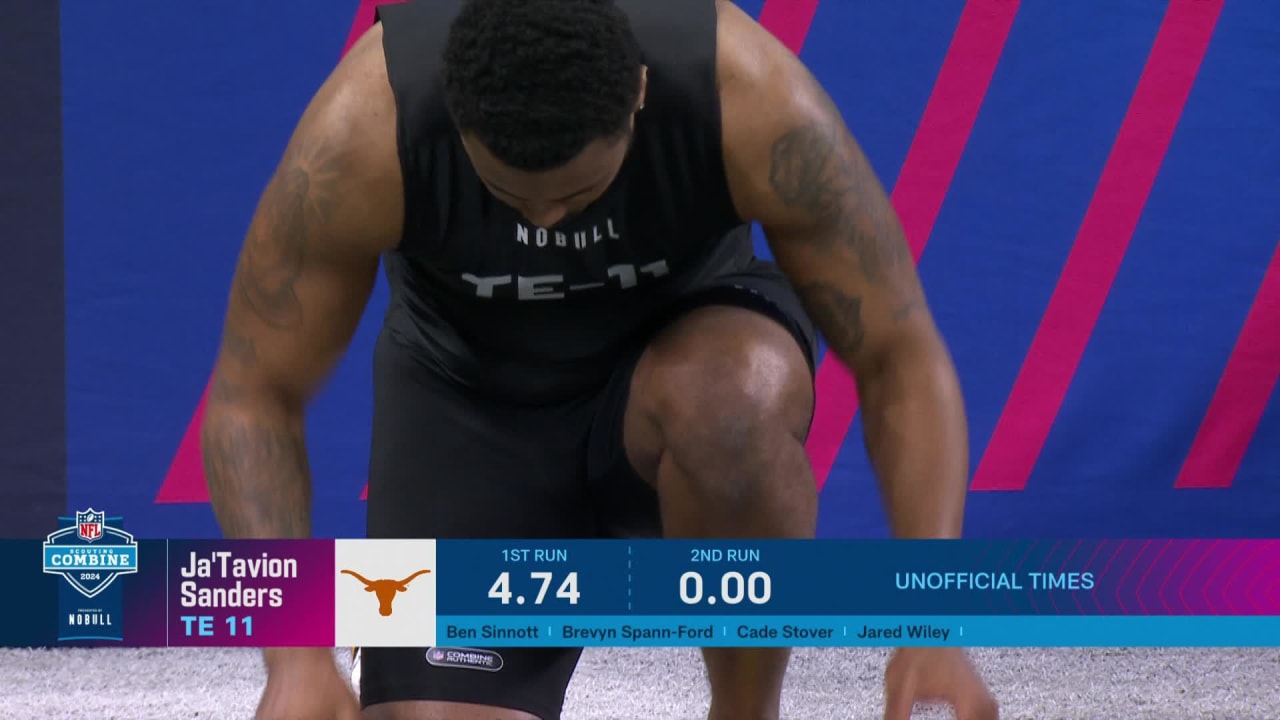 Tight end Ja'Tavion Sanders runs 40-yard dash at 2024 combine