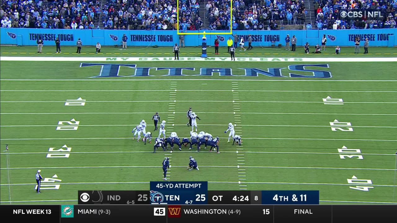 Tennessee Titans kicker Nick Folk's 45-yard FG puts Titans up by three ...