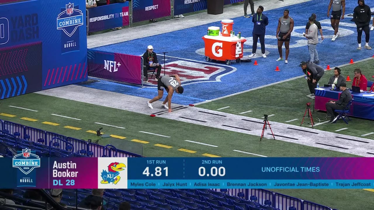 EDGE rusher Austin Booker runs official 4.79-second 40-yard dash at ...