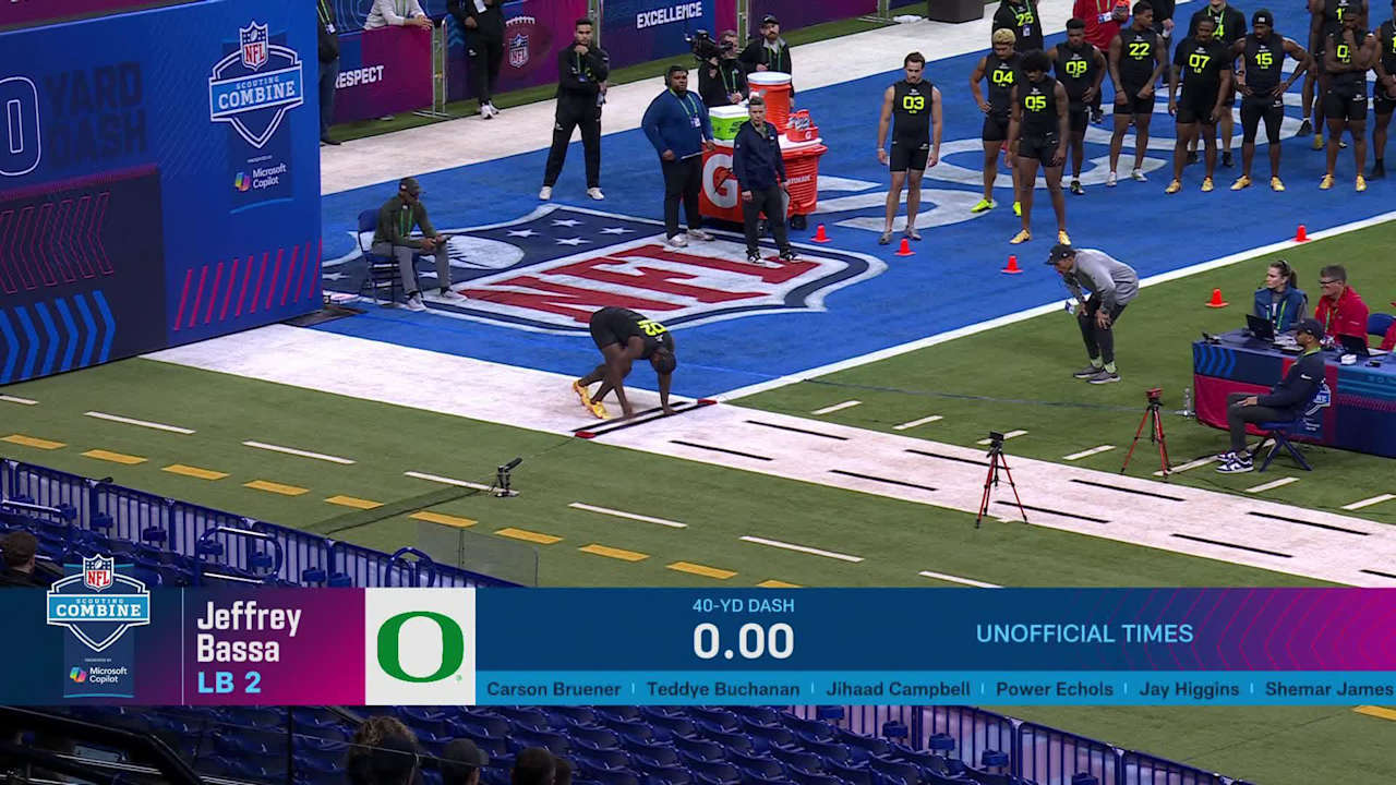Linebacker Jeffrey Bassa runs official 4.63-second 40-yard dash at 2025 ...