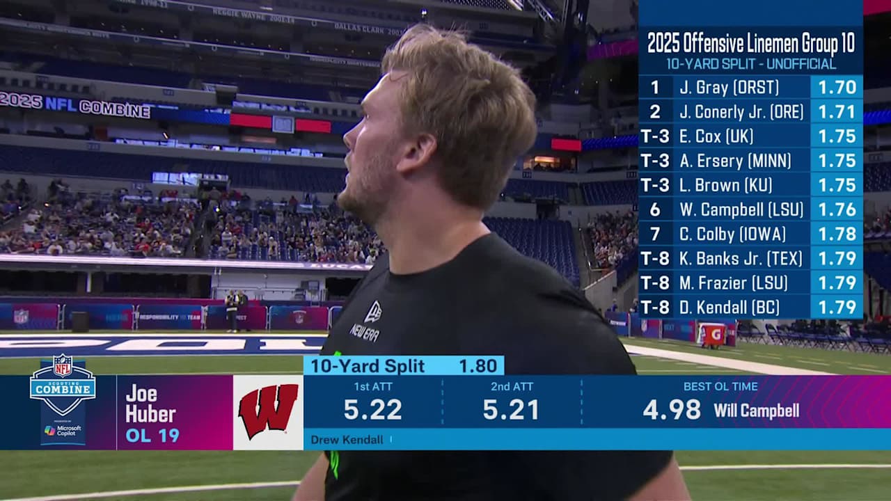 Offensive guard Joe Huber runs official 5.20-second 40-yard dash at ...