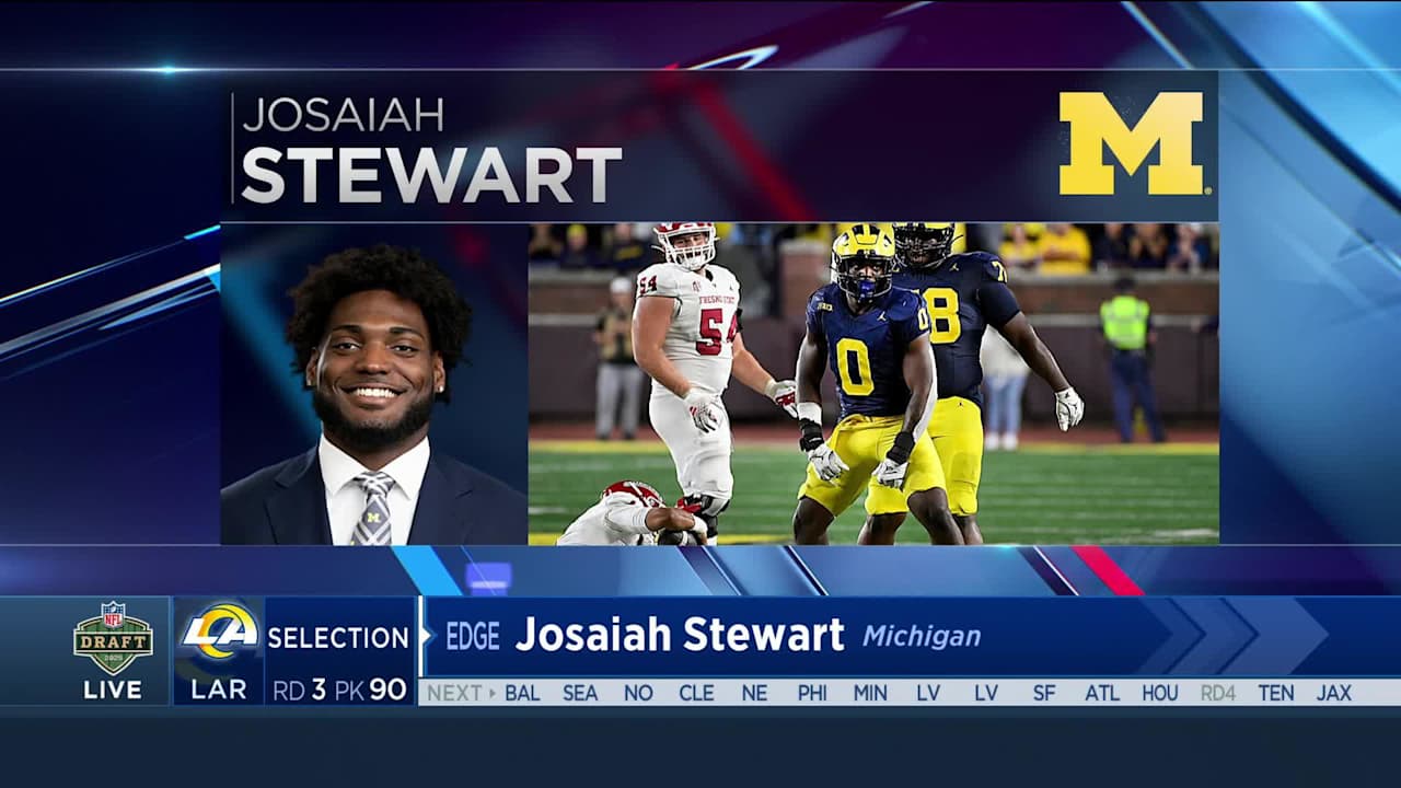 The Los Angeles Rams select edge Josaiah Stewart in Round 3 of the 2025 ...