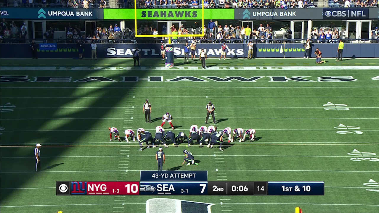 Seattle Seahawks kicker Jason Myers' 43-yard field goal ties New York ...
