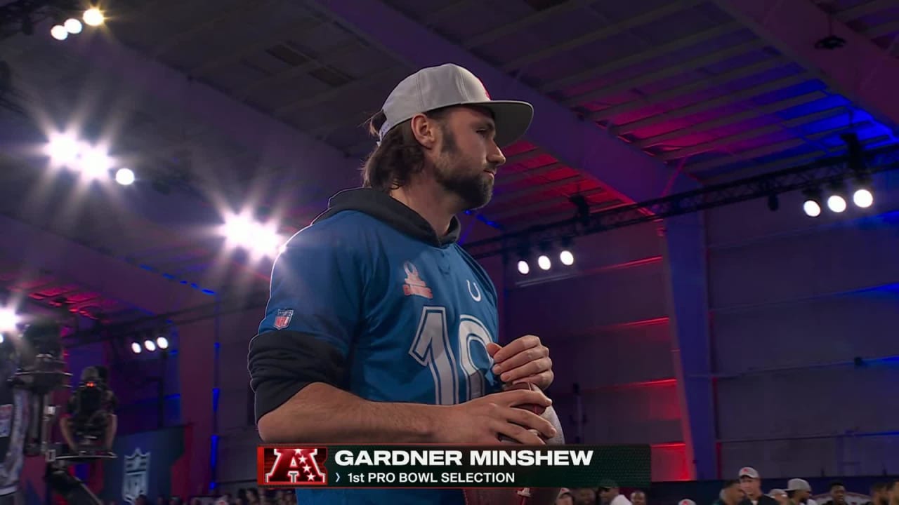 Indianapolis Colts quarterback Gardner Minshew's first round of Precision Passing challenge ...