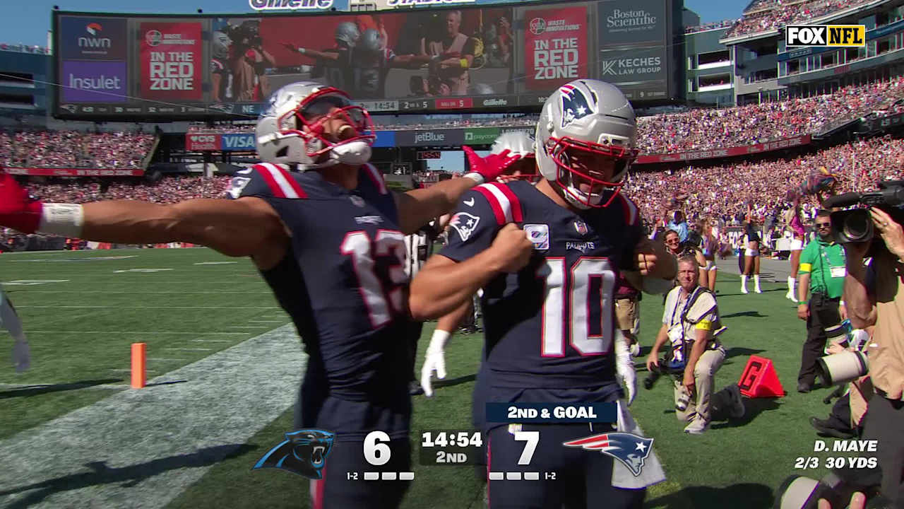 New England Patriots quarterback Drake Maye's second rush TD of 2025 ...