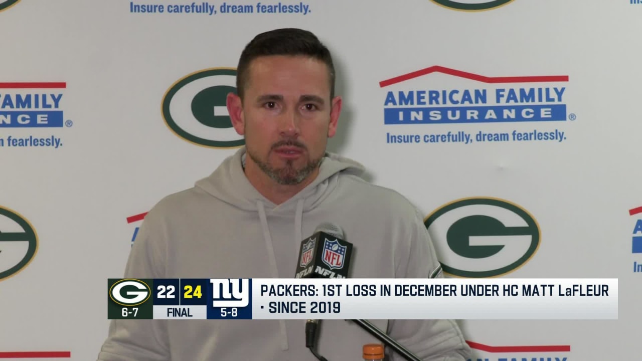 Green Bay Packers head coach Matt LaFleur talks to press following Week ...