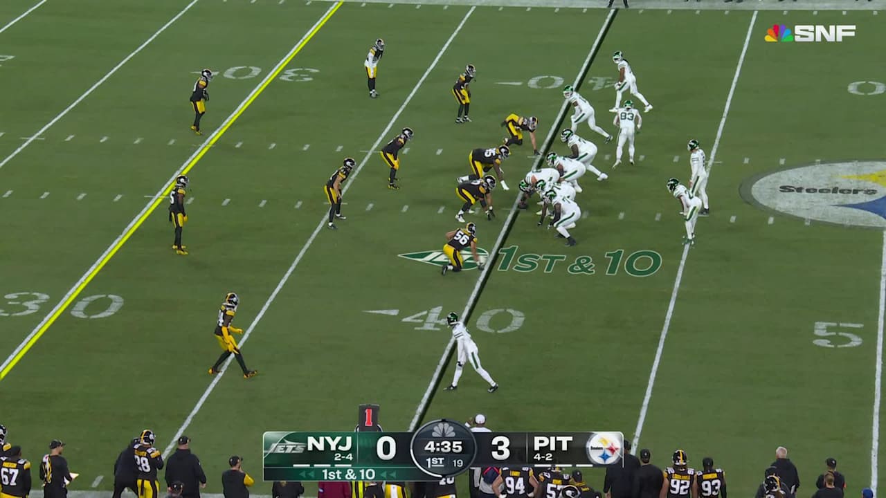 New York Jets running back Breece Hall navigates open space for 13-yard ...