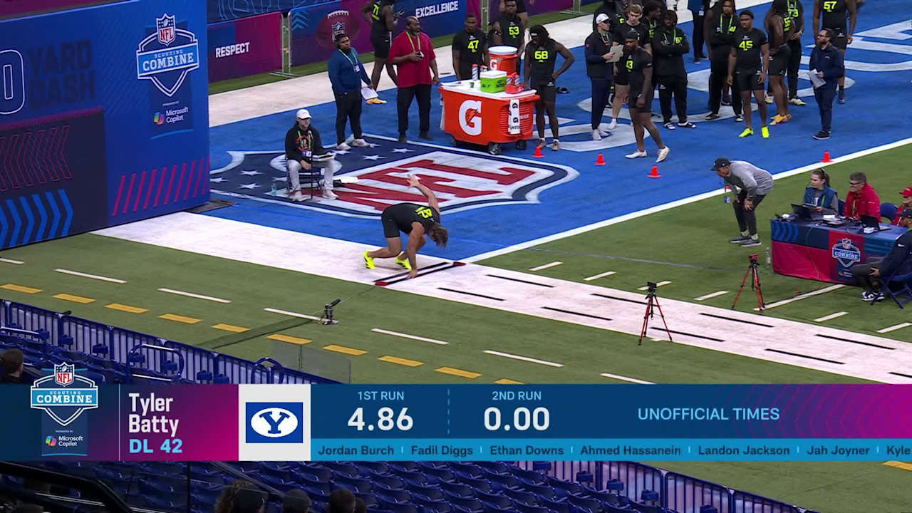 Defensive end Tyler Batty runs official 4.78-second 40-yard dash at ...