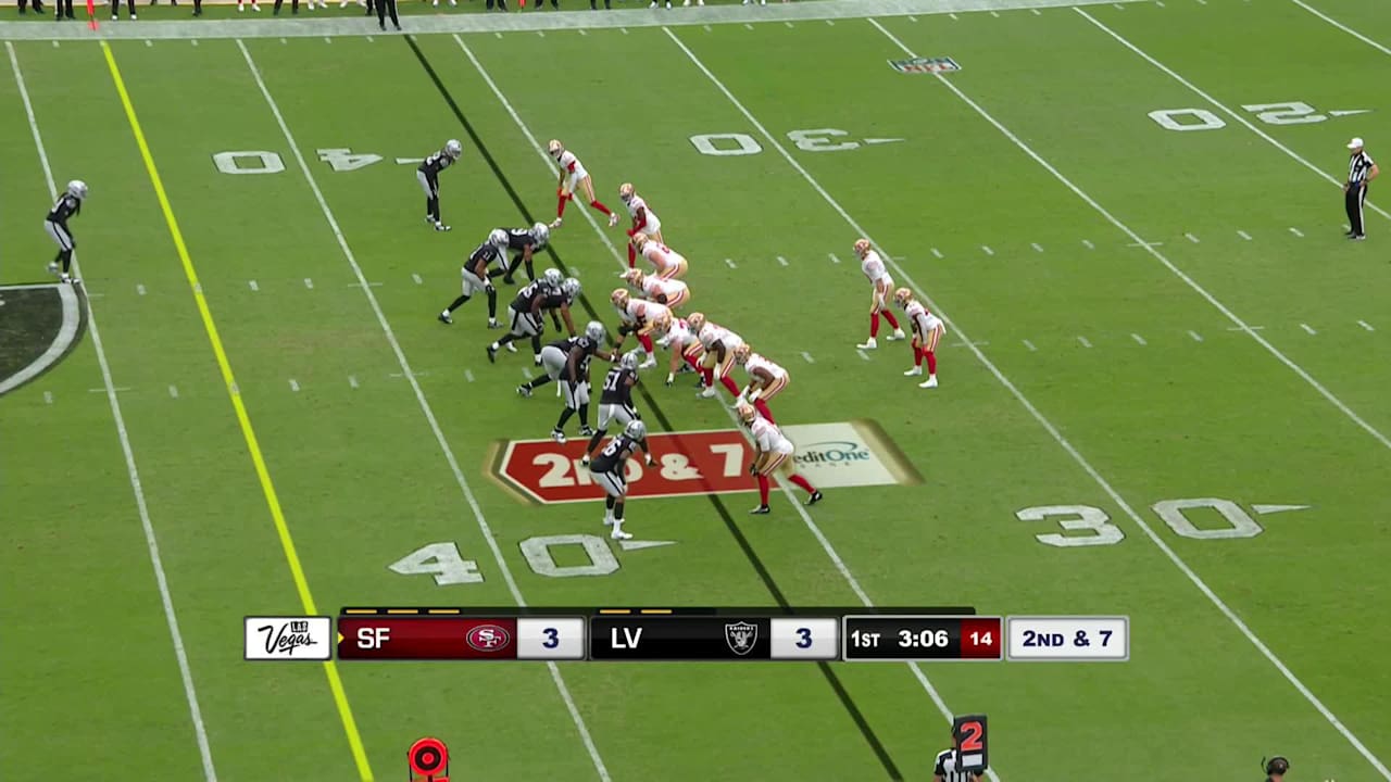 Las Vegas Raiders safety Jeremy Chinn lunges to intercept quarterback ...