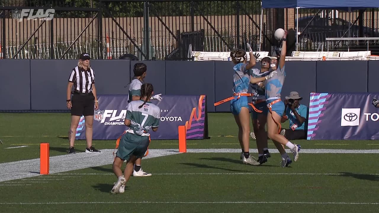 Athena Warriors defender Rowan Cunningham shows great instincts with a pass break-up in the end zone