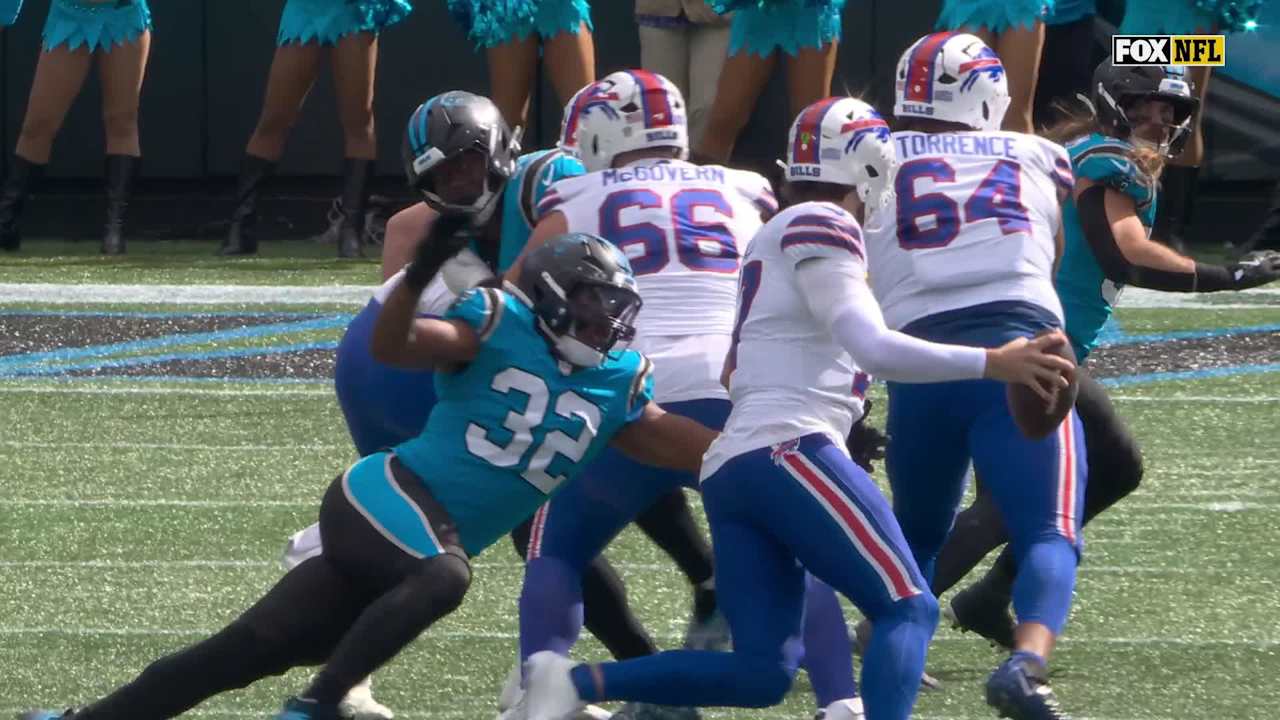 Carolina Panthers linebacker Trevin Wallace's blitzing sack of Buffalo ...