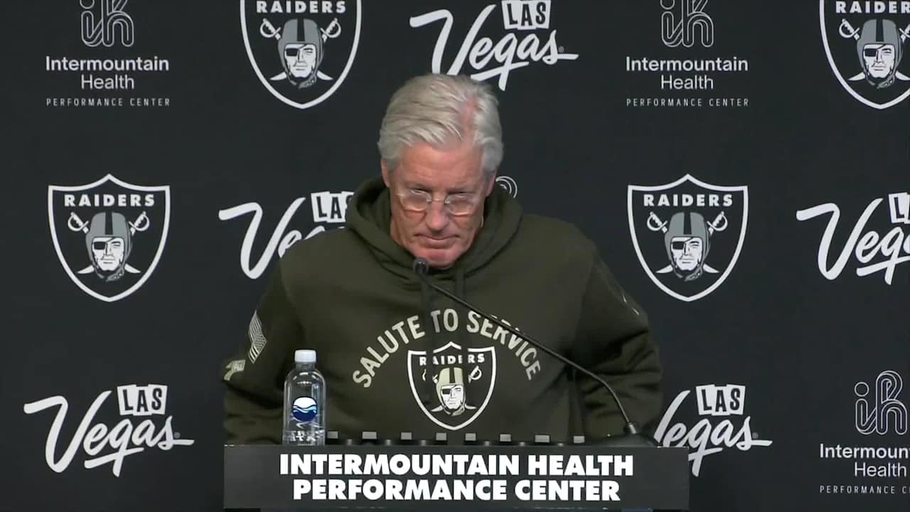 Las Vegas Raiders head coach Pete Carroll on the firing of OC Chip Kelly, interim OC Greg Olson ...