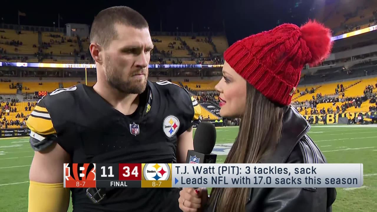 Pittsburgh Steelers outside linebacker T.J. Watt talks to Bridget ...