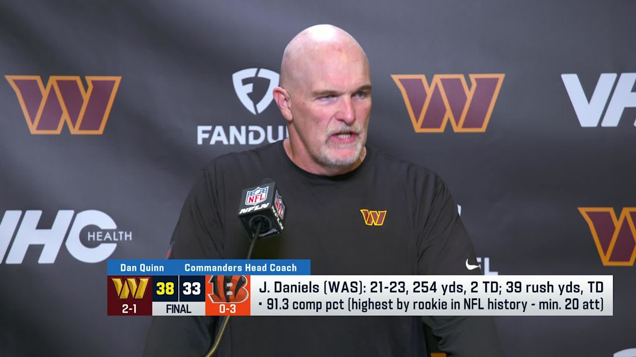 Washington Commanders head coach Dan Quinn speaks on the poise of ...