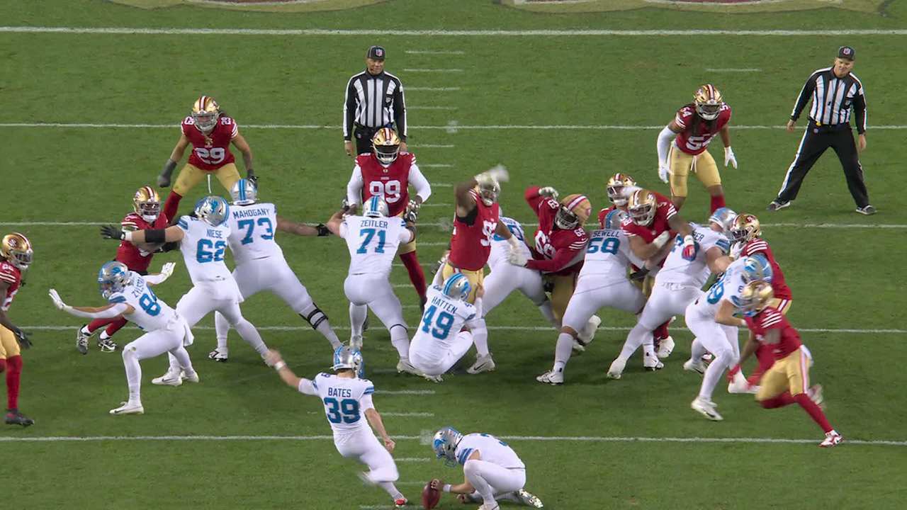 Blocked kick! San Francisco 49ers defensive tackle Jordan Elliott ...