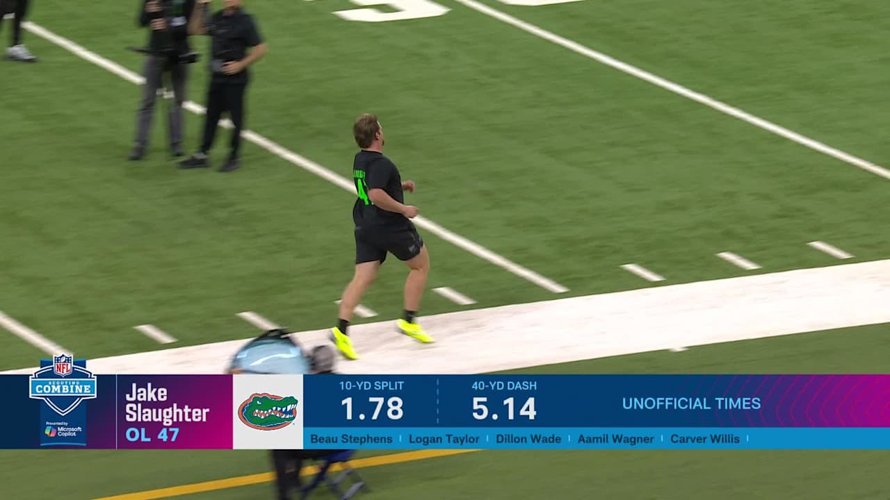 Center Jake Slaughter runs official 5.10-second 40-yard dash at 2026 ...