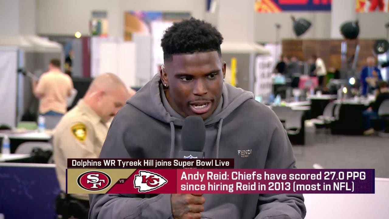 Miami Dolphins wide receiver Tyreek Hill shares his score prediction for Super Bowl LVIII
