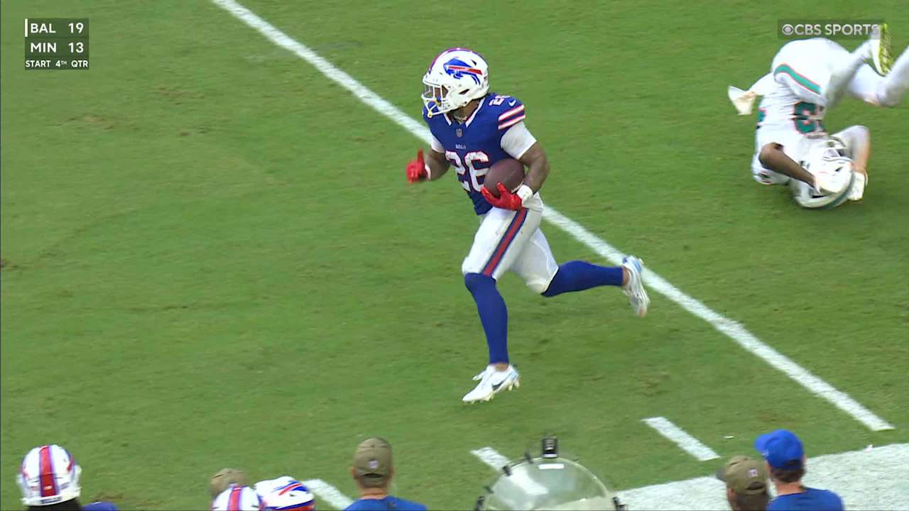 Buffalo Bills running back Ty Johnson take swing pass up sideline for ...