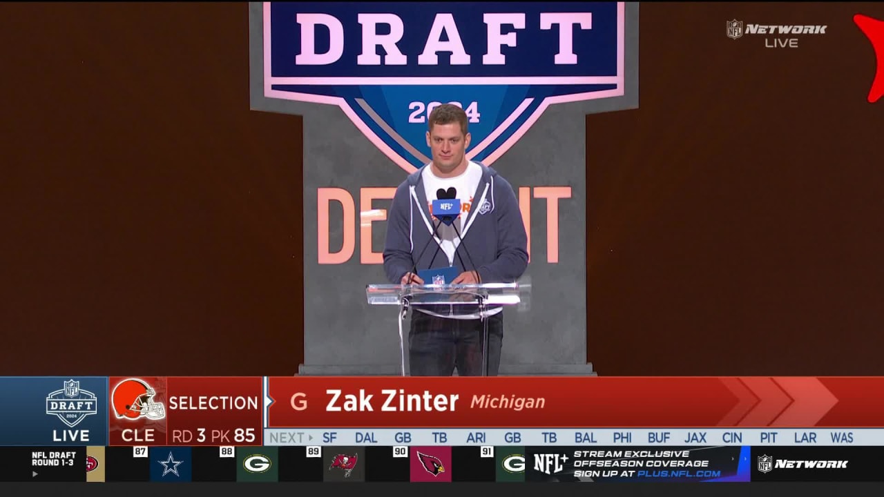 Cleveland Browns select offensive guard Zak Zinter with No. 85 pick in ...