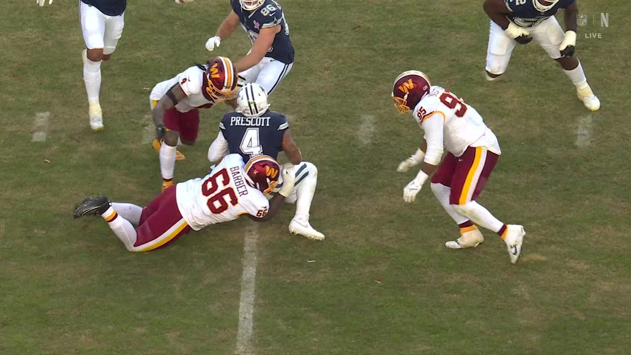 Washington Commanders defensive tackle Ricky Barber traps Dallas ...