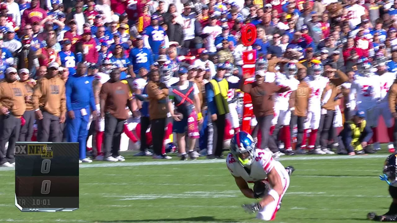 New York Giants cornerback Nick McCloud lays out for diving INT on ...