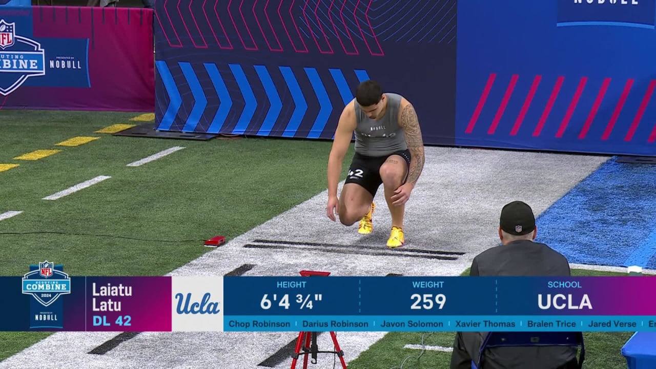 EDGE rusher Laiatu Latu runs official 4.64-second 40-yard dash at 2024 ...