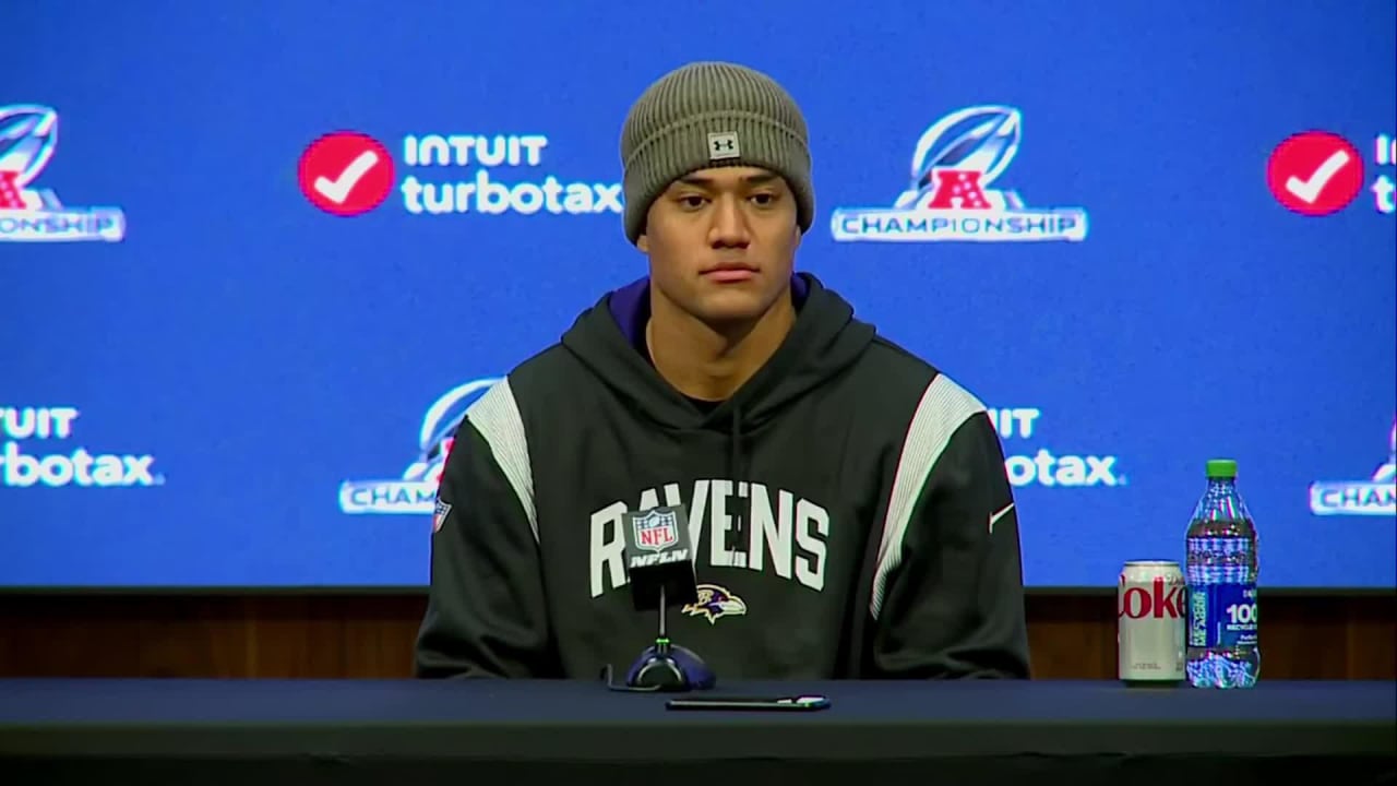 Baltimore Ravens safety Kyle Hamilton addresses media at Championship ...
