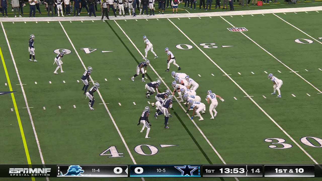 Detroit Lions quarterback Jared Goff locates wide receiver Amon-Ra St ...