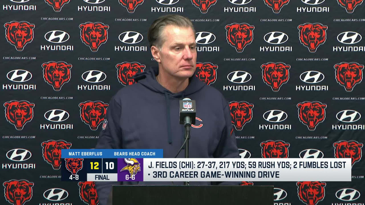 Chicago Bears head coach Matt Eberflus talks to press following Week 12 ...