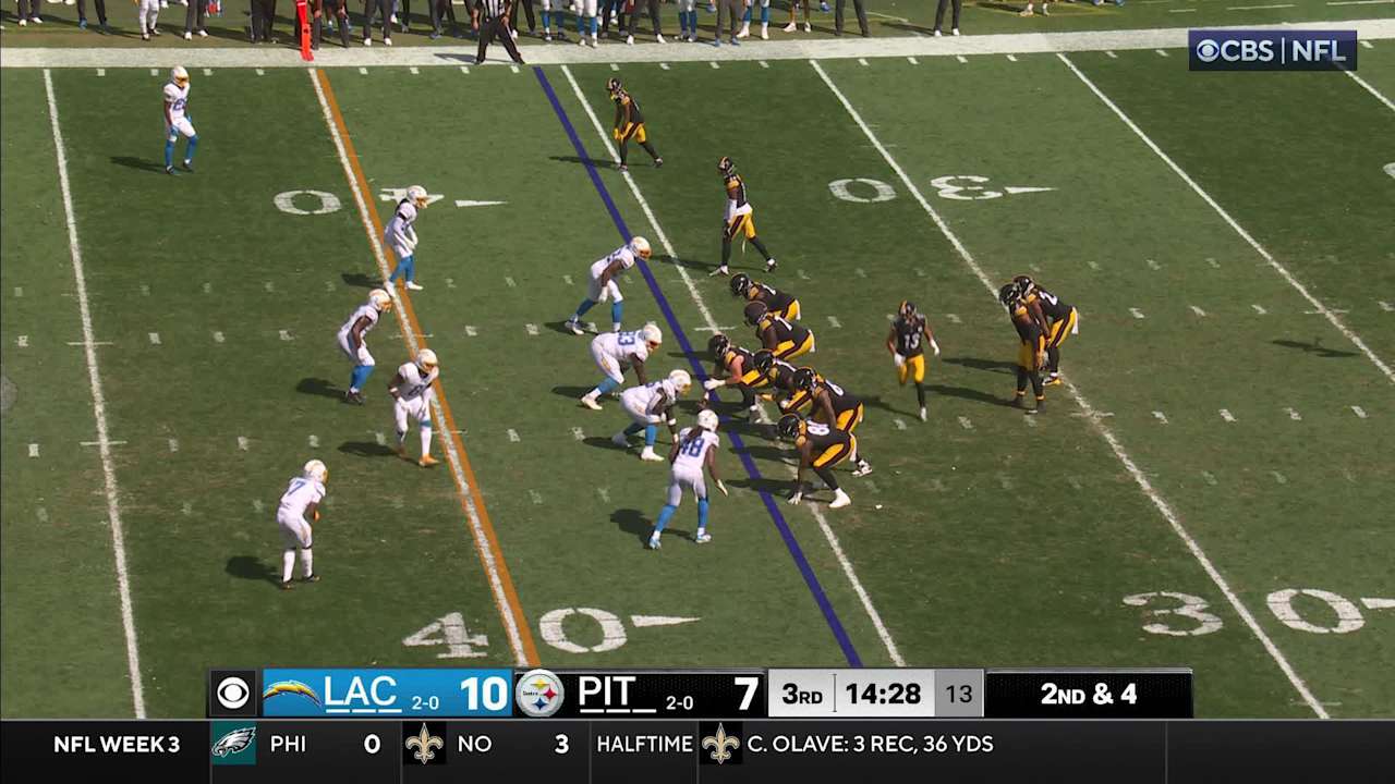 Pittsburgh Steelers running back Najee Harris delivers a mean stiff-arm ...