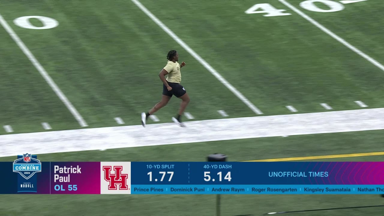 Offensive tackle Patrick Paul runs official 5.15-second 40-yard dash at ...