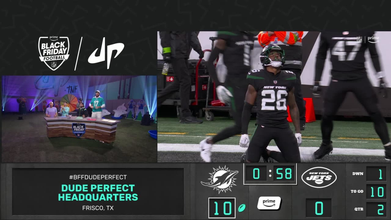 Dude Perfect crew reacts to New York Jets' pick-six | 'Black Friday ...