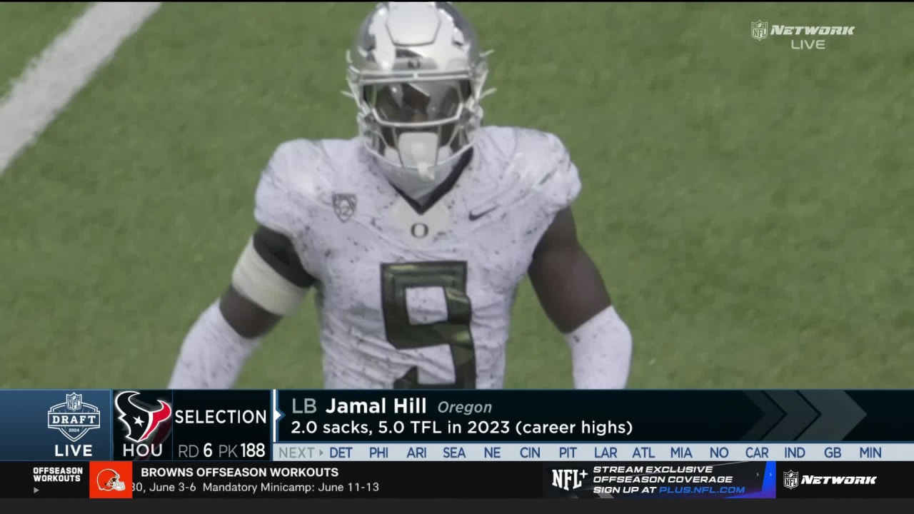 Houston Texans select Oregon Ducks linebacker Jamal Hill with No. 188 ...