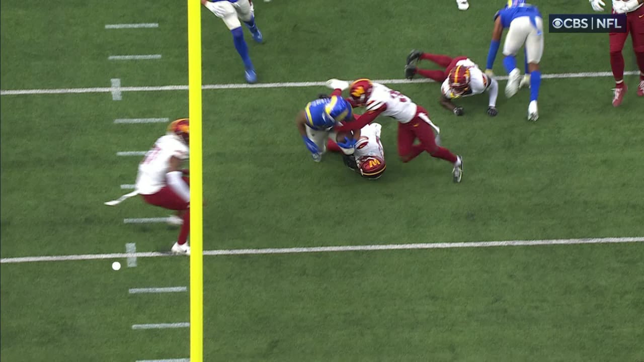 Washington Commanders defensive back Percy Butler rips ball from Los ...