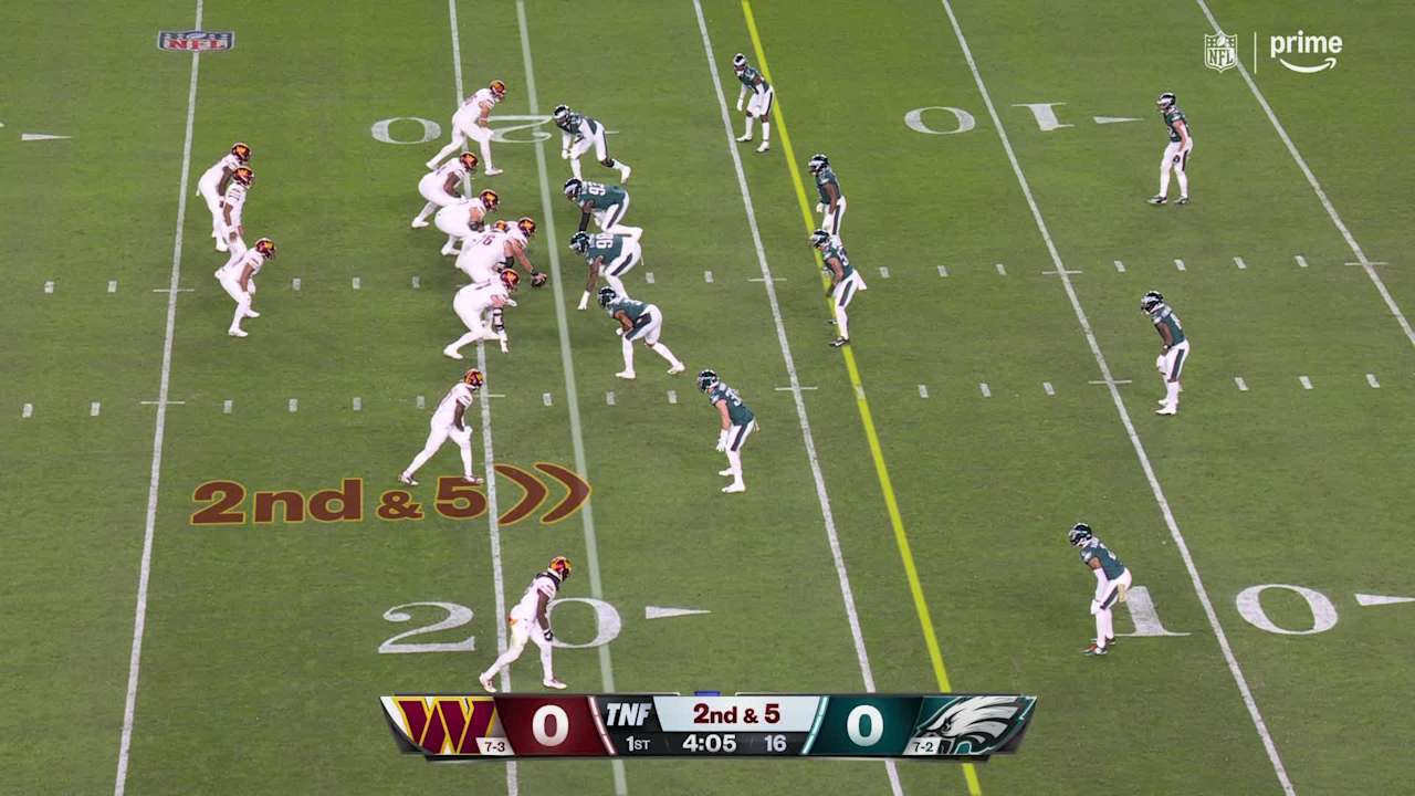 Washington Commanders running back Brian Robinson rumbles near the goal ...