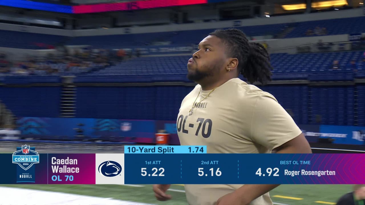 Offensive tackle Caedan Wallace runs official 5.15-second 40-yard dash ...