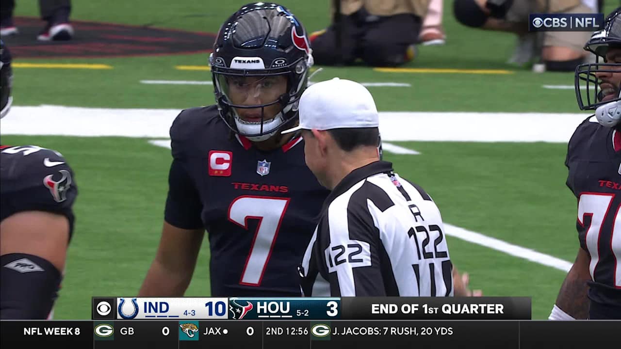 Houston Texans quarterback C.J.Stroud hits jump-pass to tight end ...