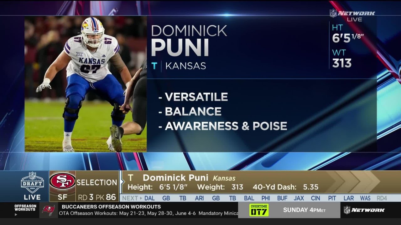 San Francisco 49ers select offensive guard Dominick Puni with No. 86 ...