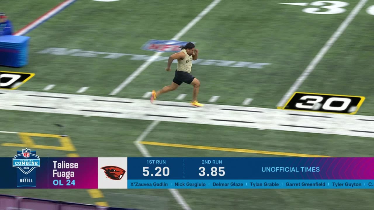 Offensive tackle Taliese Fuaga runs official 5.13-second 40-yard dash ...