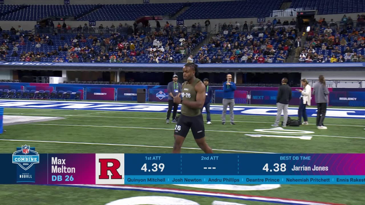Cornerback Max Melton runs official 4.39-second 40-yard dash at 2024 ...