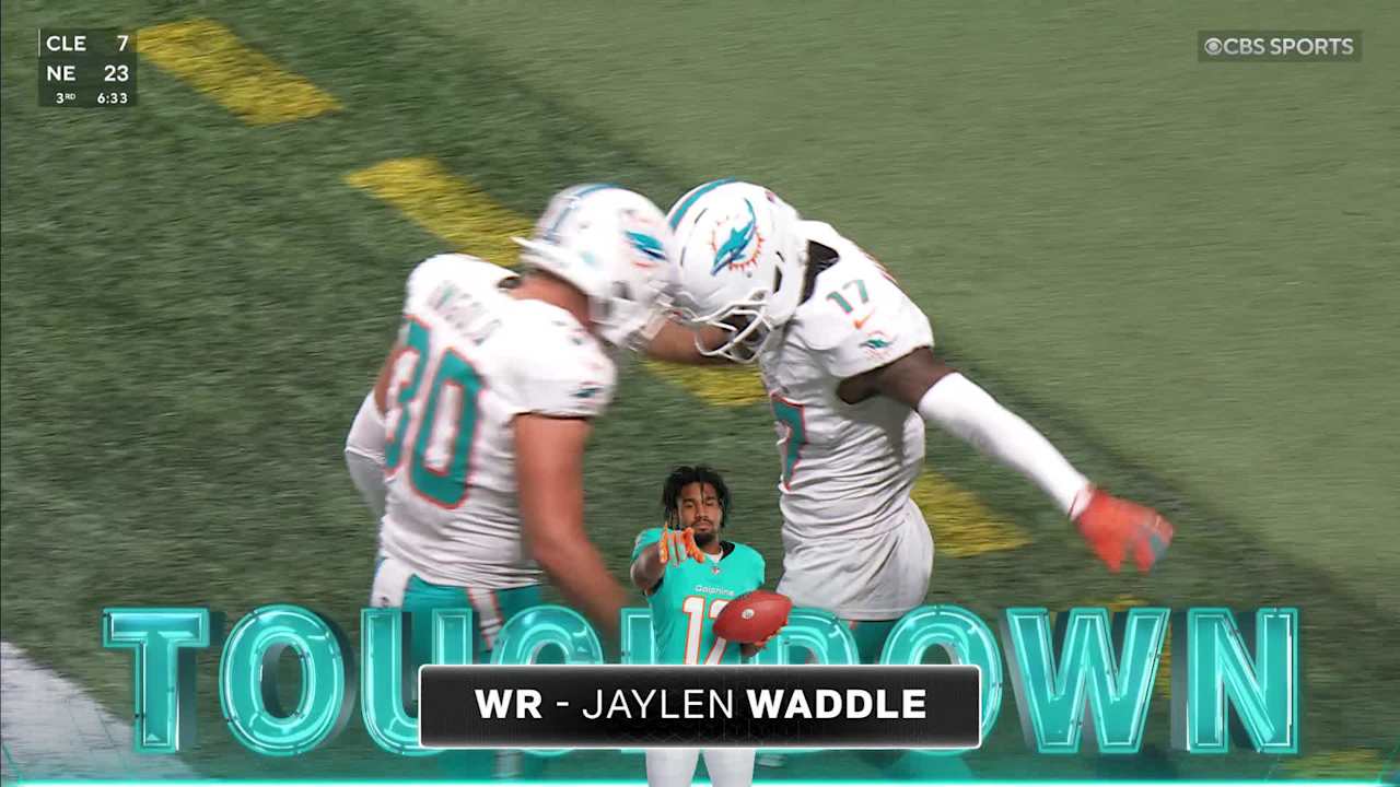 Miami Dolphins wide receiver Jaylen Waddle turns on the burners for a ...